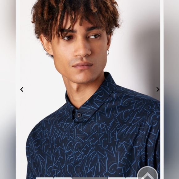Armani Collezioni | Shirts | Armani Exchange Random Logo Slim Shirt ...